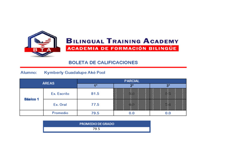 Boleta de Calificaciones de Kymberly Aké | PDF