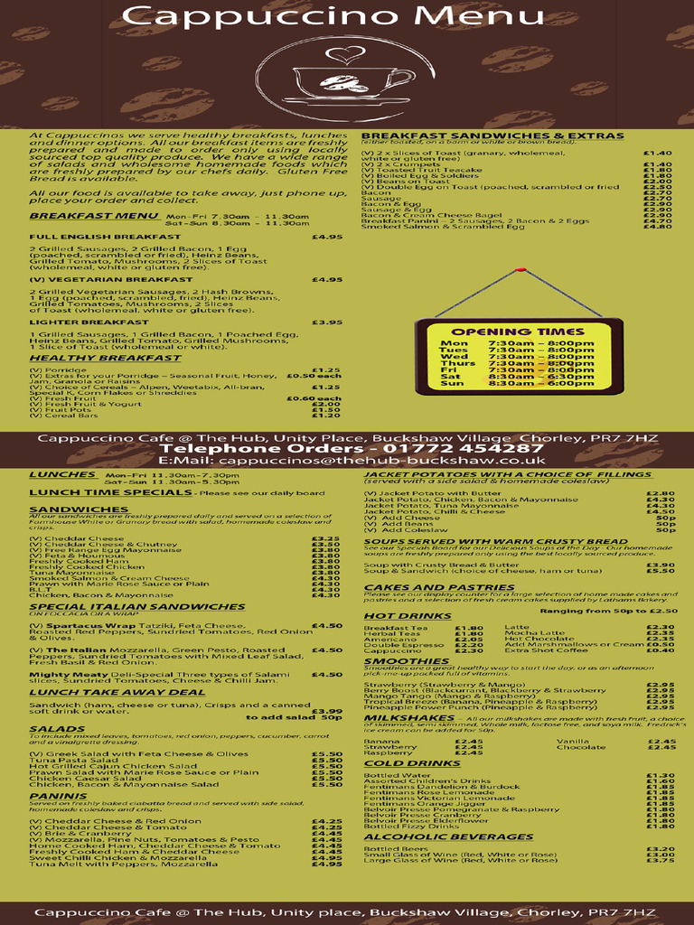 Cappuccino Menu | PDF