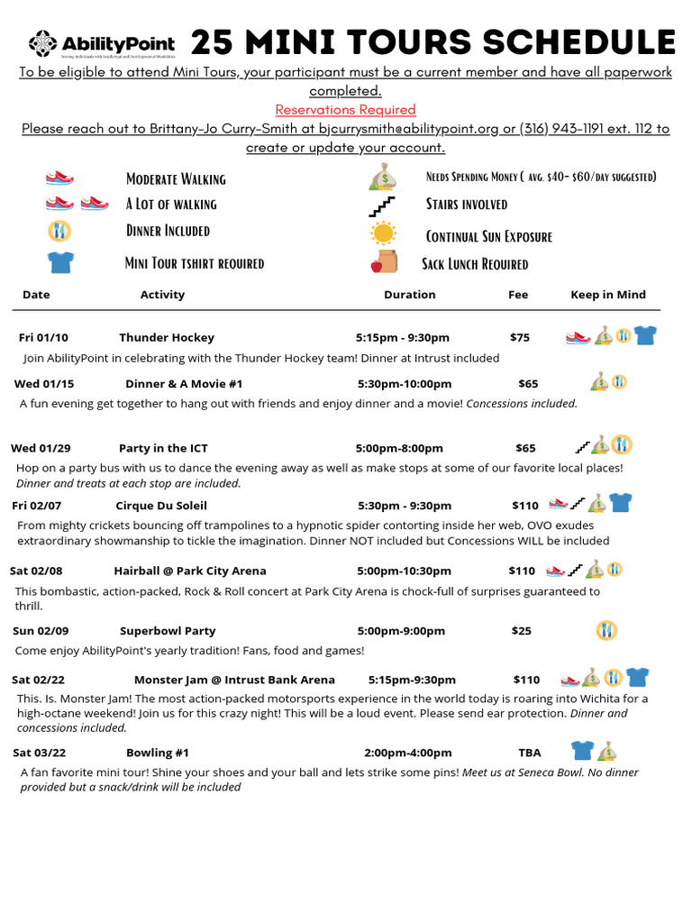 Mini Tours and Events Schedule 2024 | PDF