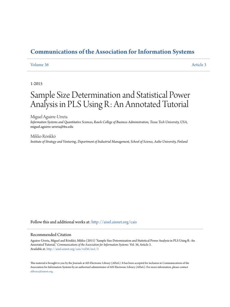 2015 Urreta Sample Size Determination And Statistical Power
