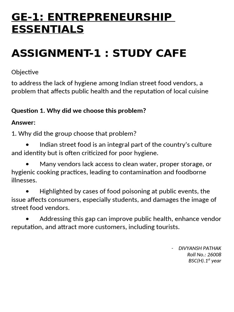Ge Assignment 1 Divyansh (26008) | PDF | Foodborne Illness | Hand Washing