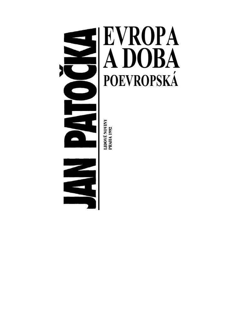 Evropa A Doba Poevropská, Jan Patočka, 1992 | PDF