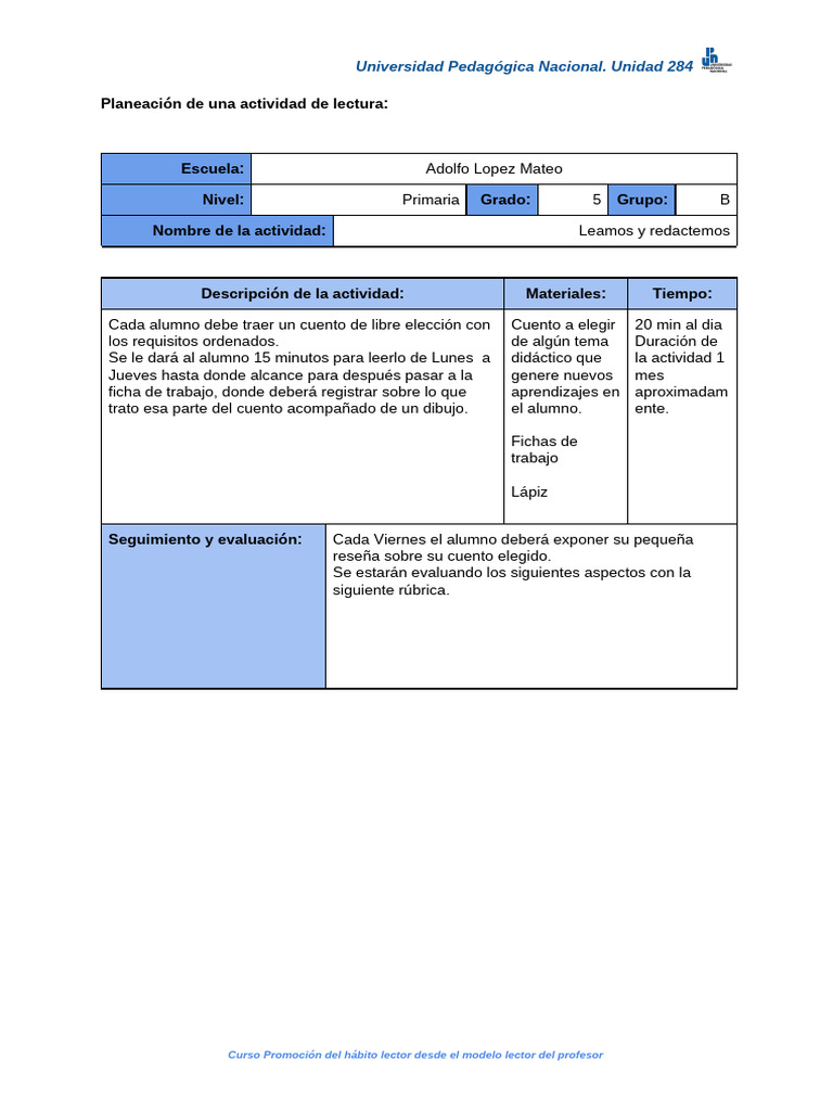 Emily Facundo - Formato de Diseño de Actividad de Lectura | PDF