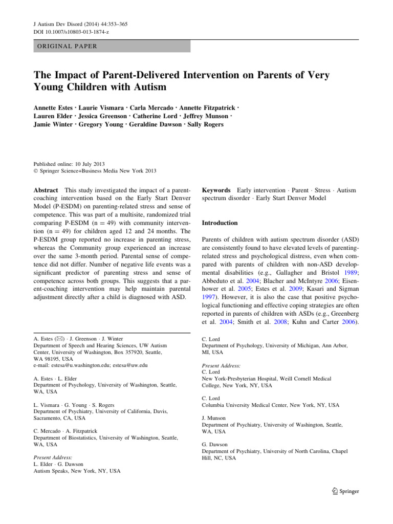 The Impact of Parent-Delivered | PDF | Autism Spectrum | Mental Disorder