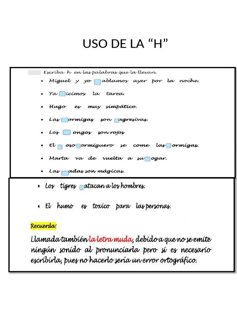 Uso Correcto de la "H" en Español | PDF