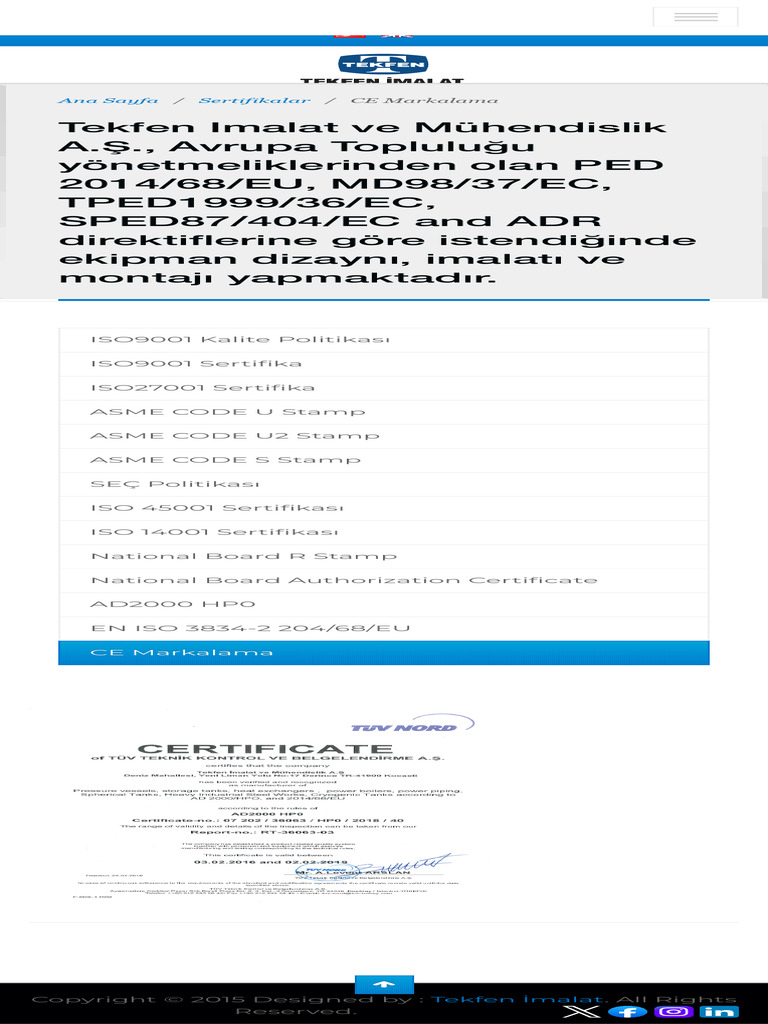 Tekfen İmalat Ve Müh.A.Ş 2 | PDF