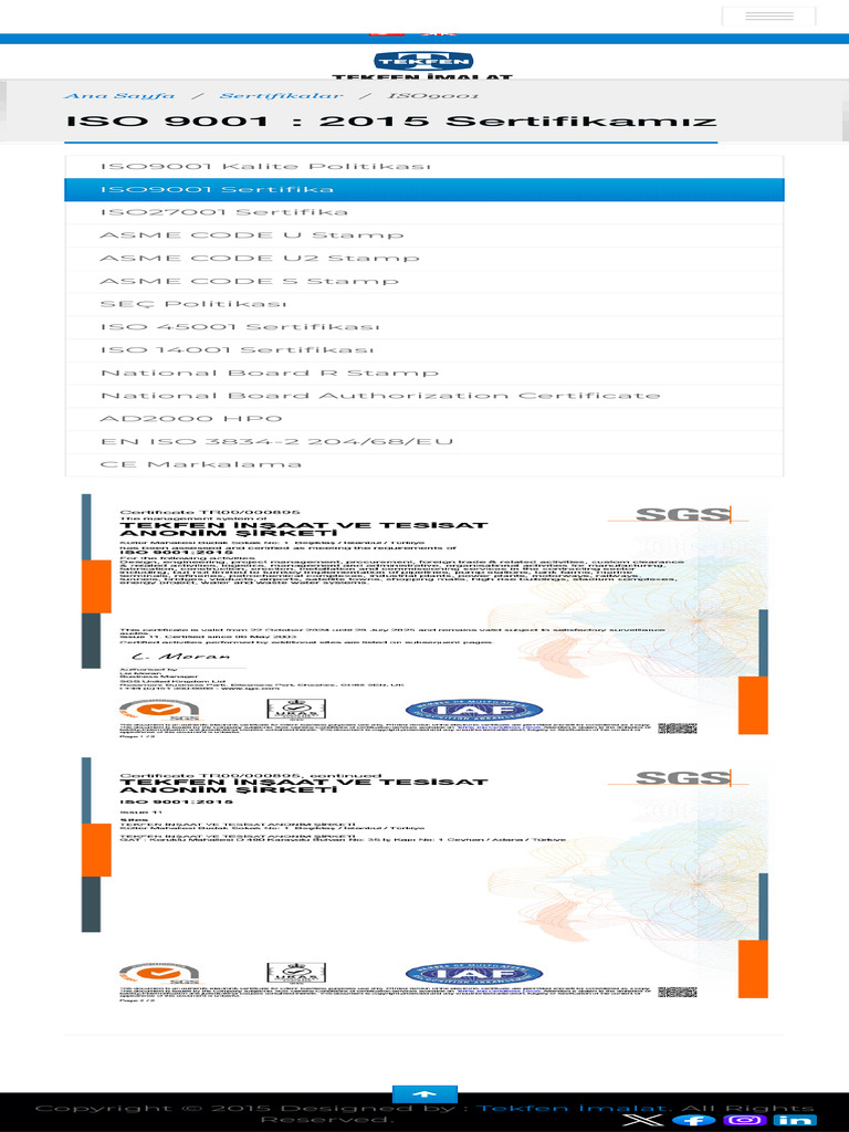 Tekfen İmalat ve Müh.A.Ş | PDF