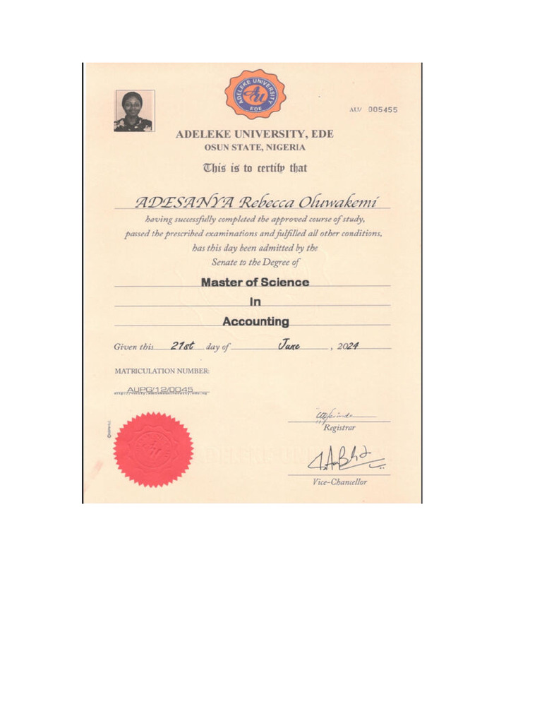 MSc Certificate | PDF