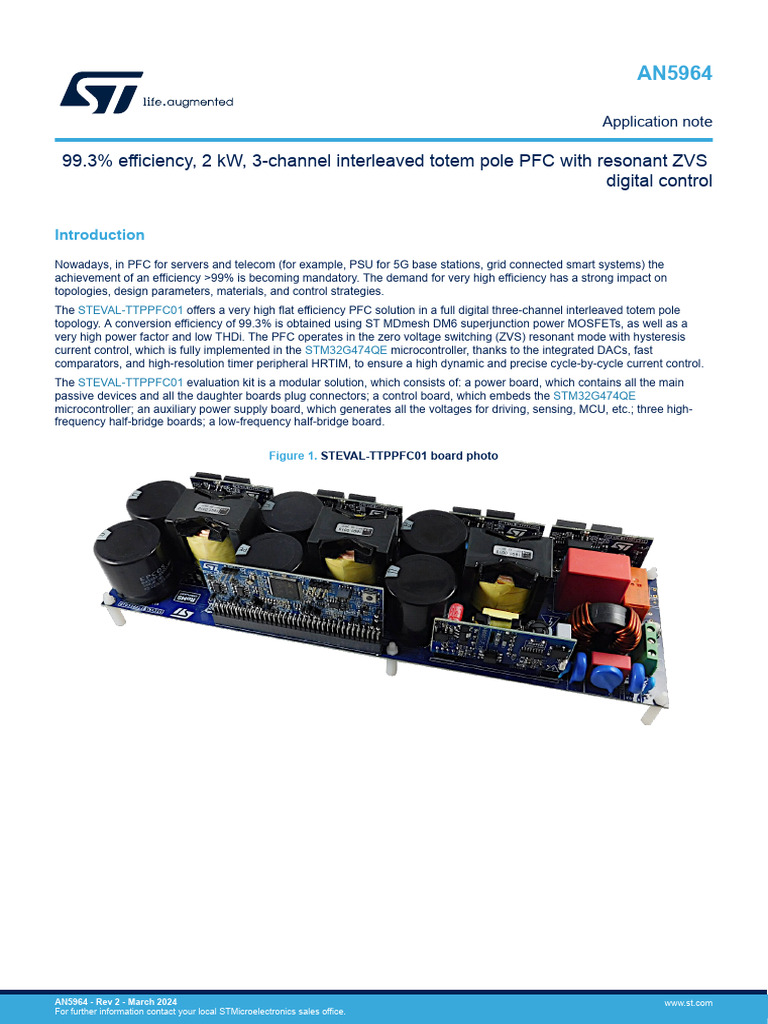 An5964 993 Efficiency 2 KW 3channel Interleaved Totem Pole PFC With Resonant Zvs Digital Control ...