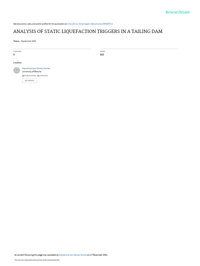 Analysis of Static Liquefaction Triggers in A Tailing Dam | PDF