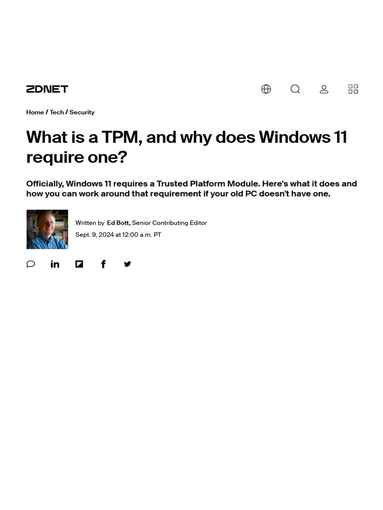 What Is A TPM, and Why Does Windows 11 Require One - ZDNET | PDF | Bios | Windows 10