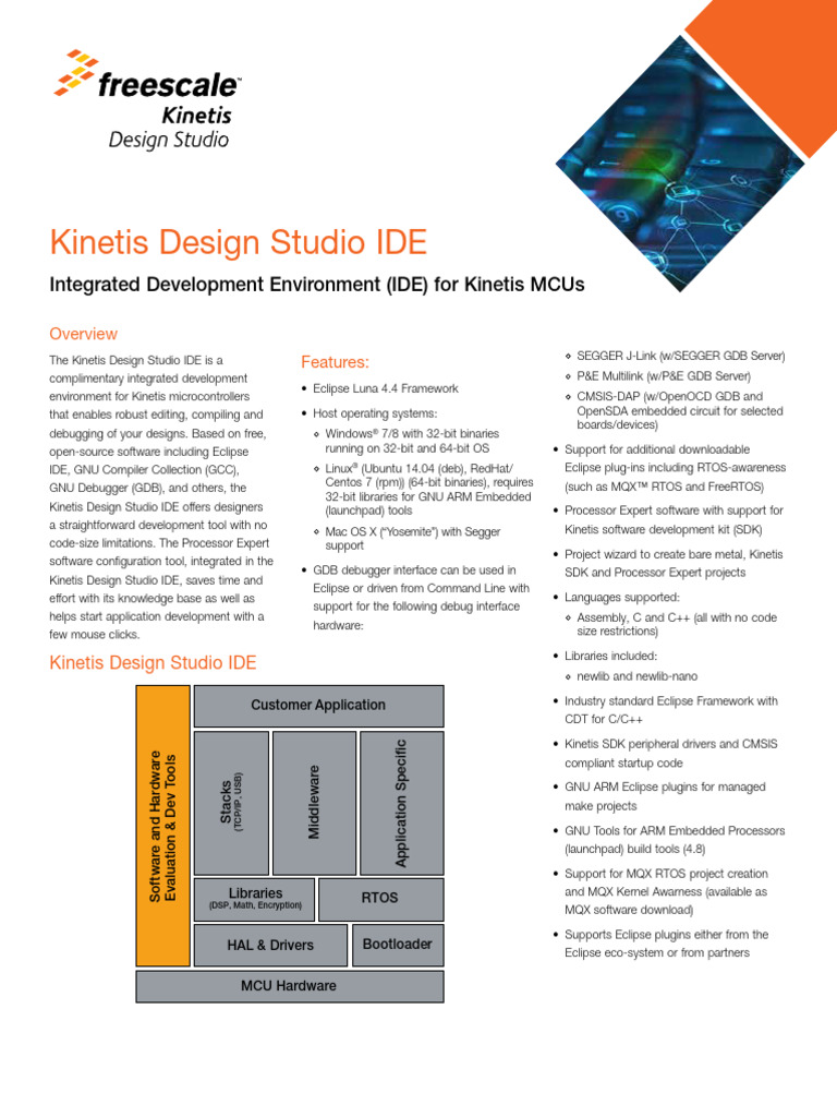Kinetis Design Studio Fact Sheet | PDF | Eclipse (Software) | Integrated Development Environment