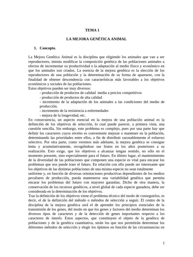 Mejora Genética Animal: Conceptos Clave | PDF | Cigosidad | Gene