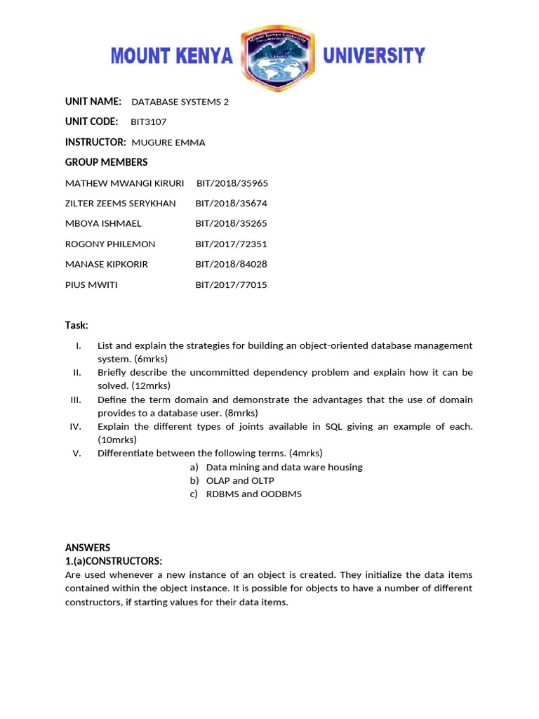 Database Systems Assignment Pdf Databases Relational Database