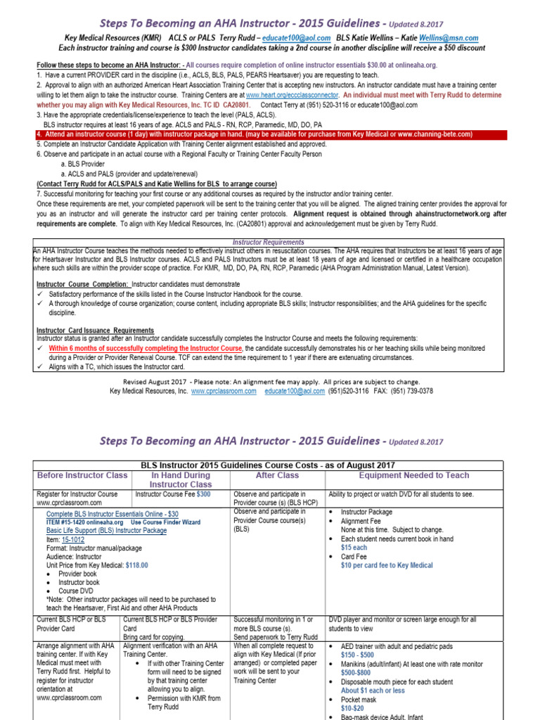 AHA Instructor Training Steps Guide | PDF | Medicine | Health Care