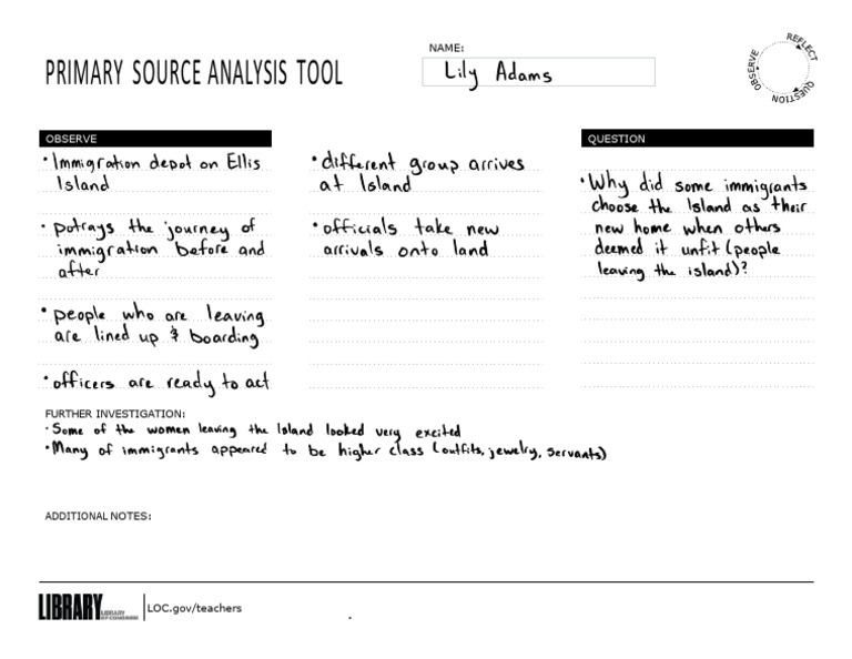 Primary Source Analysis Tool LOC | PDF