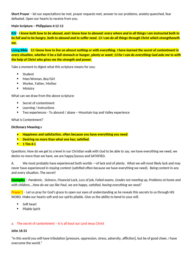 Document-Prayer | PDF | Contentment | Prayer