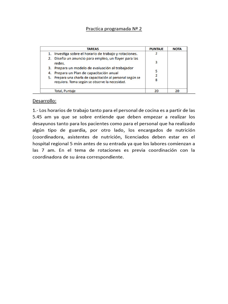 Practica programada Nª 2- Karem | PDF | Alimentos