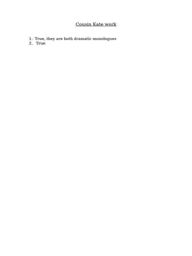 Cousin Kate Comparison Paragraphs | PDF