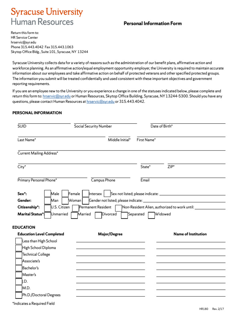 Personal Information Form | PDF | Race And Ethnicity In The United ...
