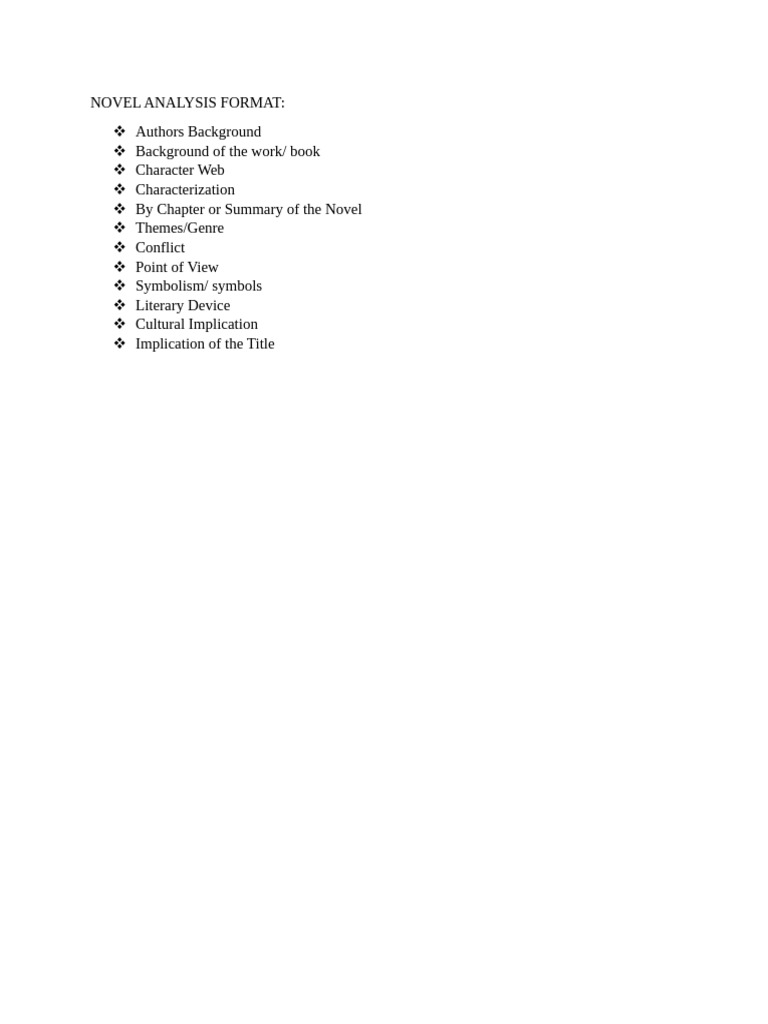 Novel Analysis Format 1 | PDF