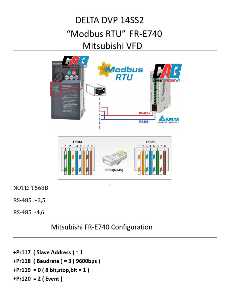 Delta DVP14SS2 - Modbus RTU - With Mitshubishi VFD | PDF