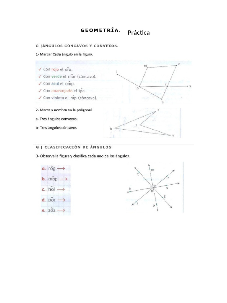 Geometría. ángulos. Práctica | PDF