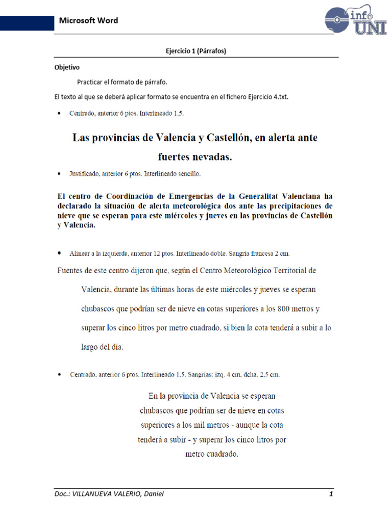 Formato de Párrafos en Word | PDF