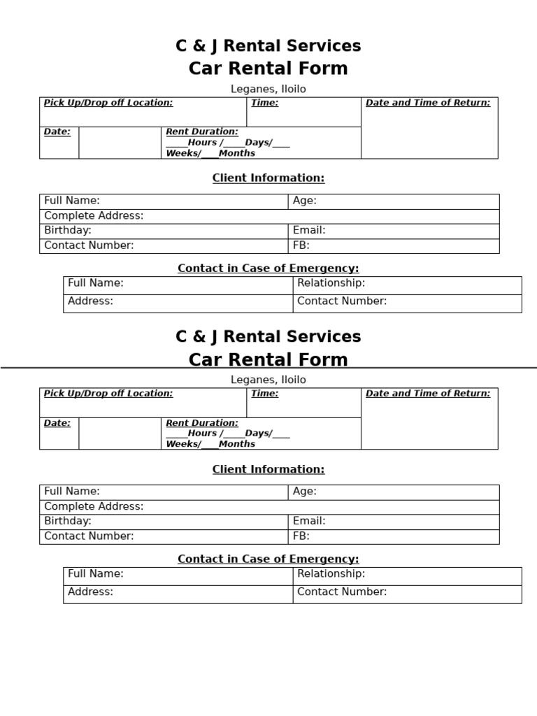 Rental Form | PDF