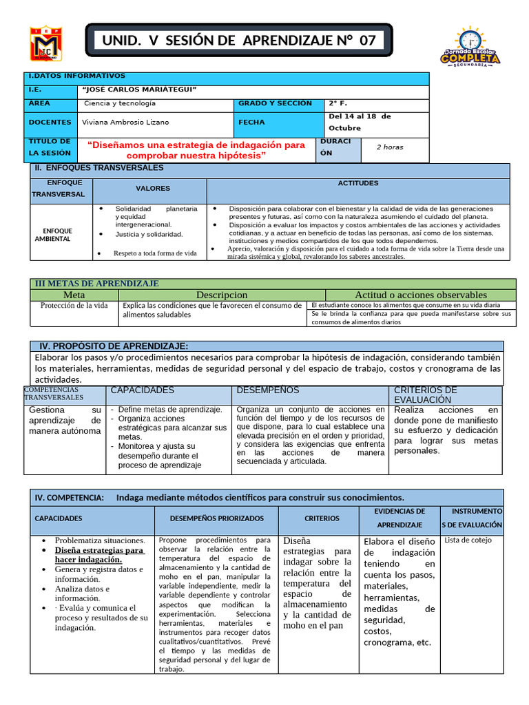 Sesion 07 de 2 Sec | PDF | Experimentar | Aprendizaje