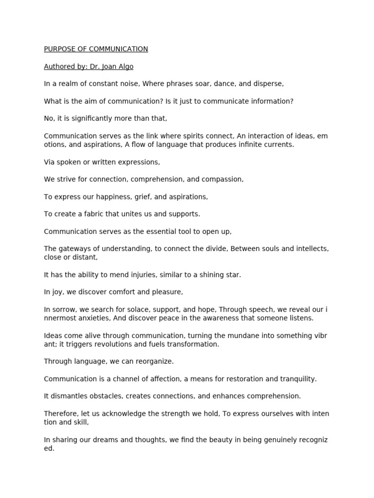 PURPOSE 2 | PDF | Communication | Cognitive Science