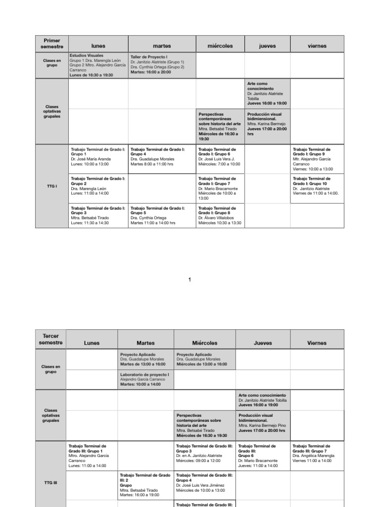 Horarios 2020B | PDF