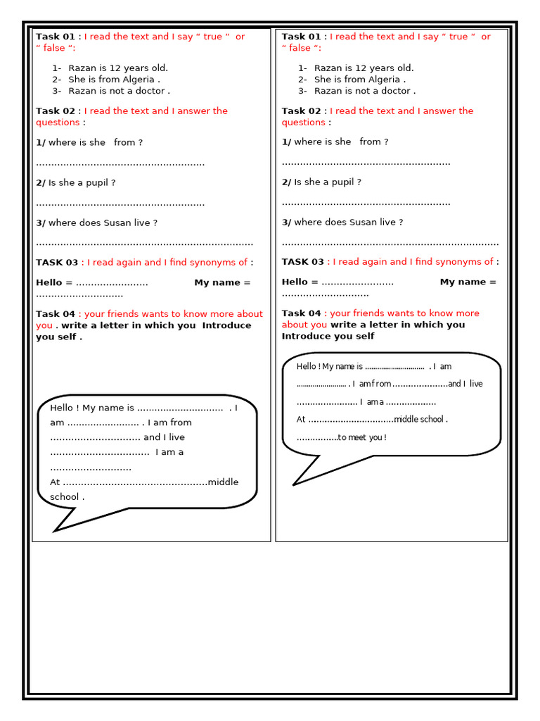 Reading Comprehension and Writing Tasks | PDF