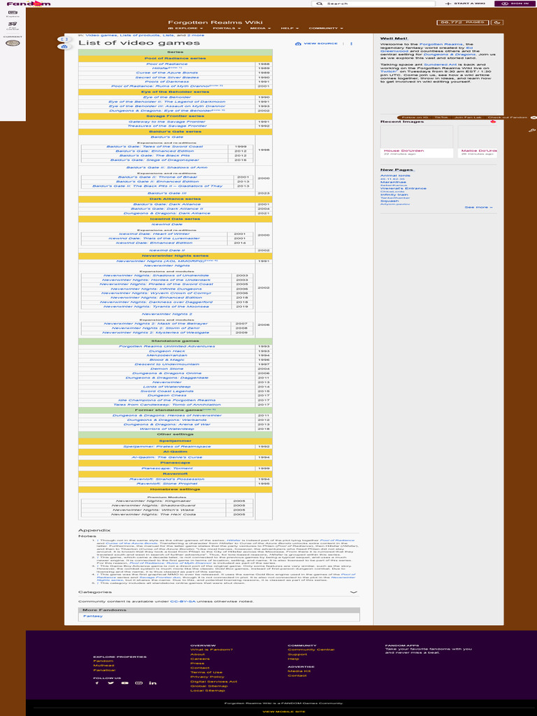 List of Video Games - Forgotten Realms Wiki - Fandom | PDF | Forgotten ...