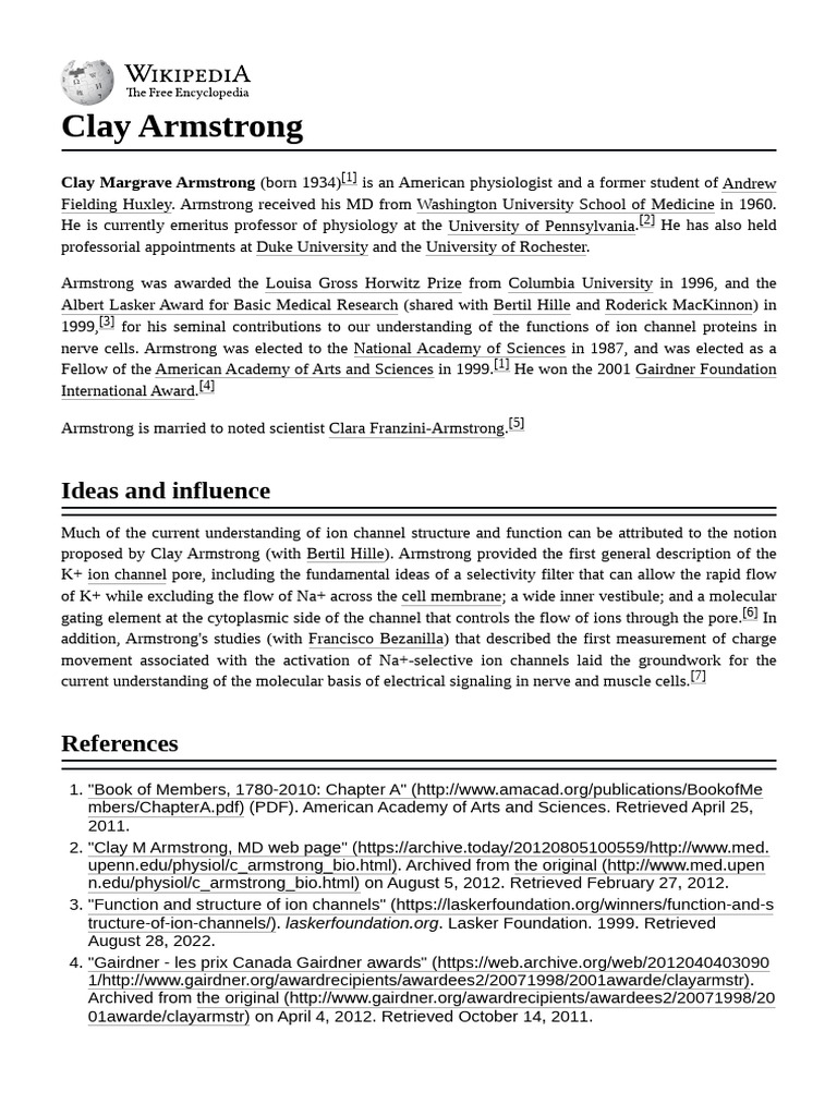 Clay_Armstrong | PDF | Cell Biology | Biochemistry