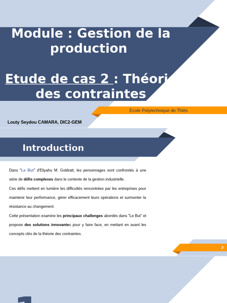 Optimisation de la production par TOC | PDF | Business | Planification