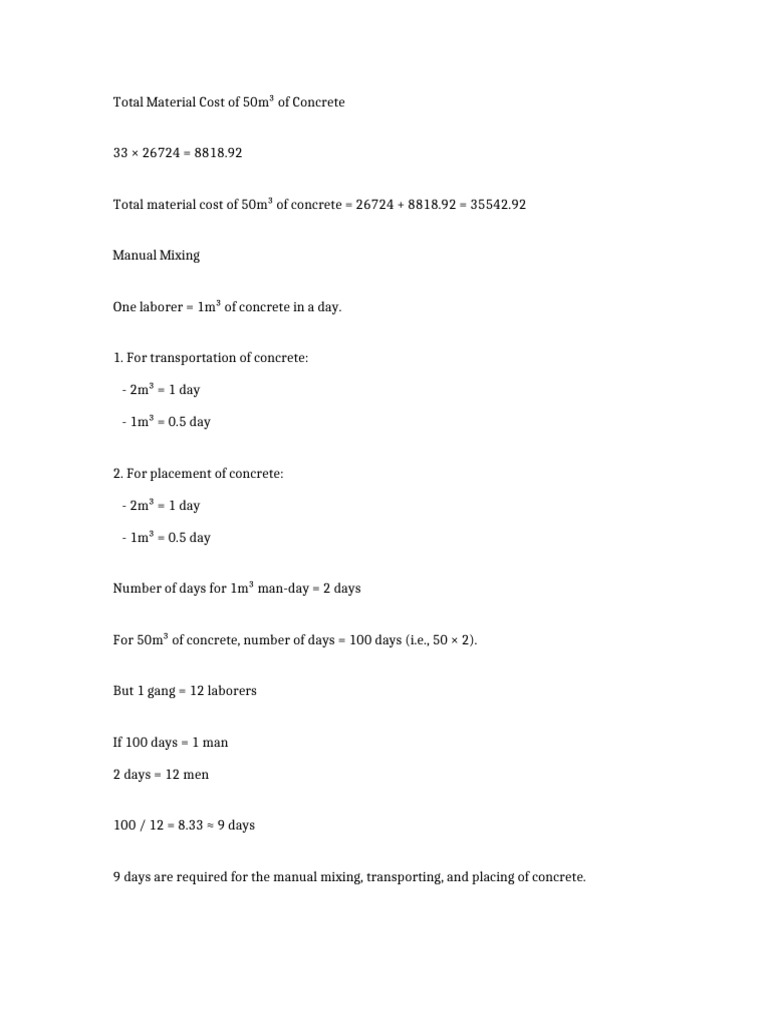 Concrete Calculation | PDF