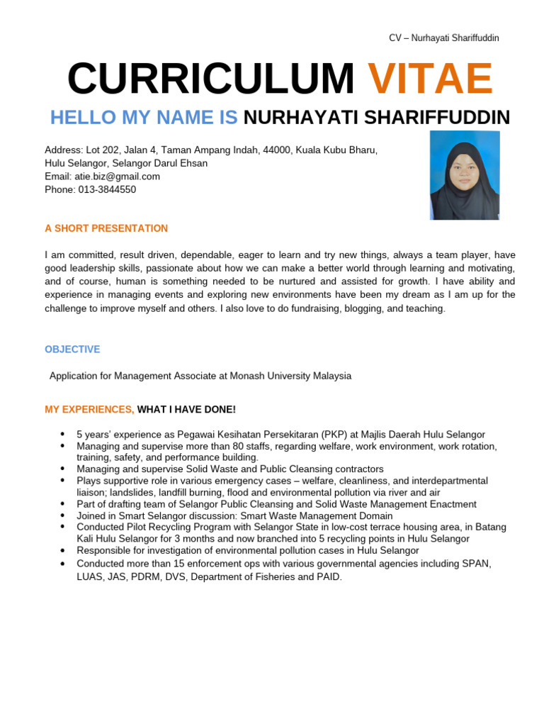 CV Yattshariffuddin - Monash U - MA | PDF | Economy And The Environment ...