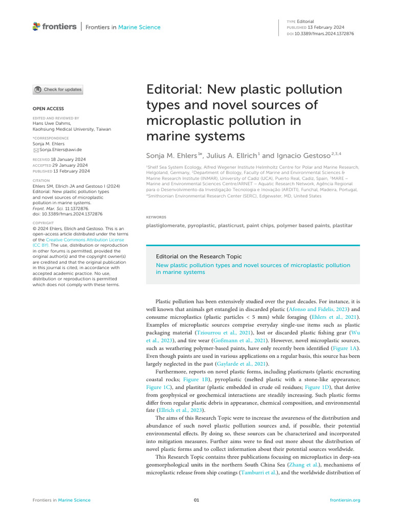 Ehler Et Al - 2024 - Editorial New Plastic Pollution | PDF ...