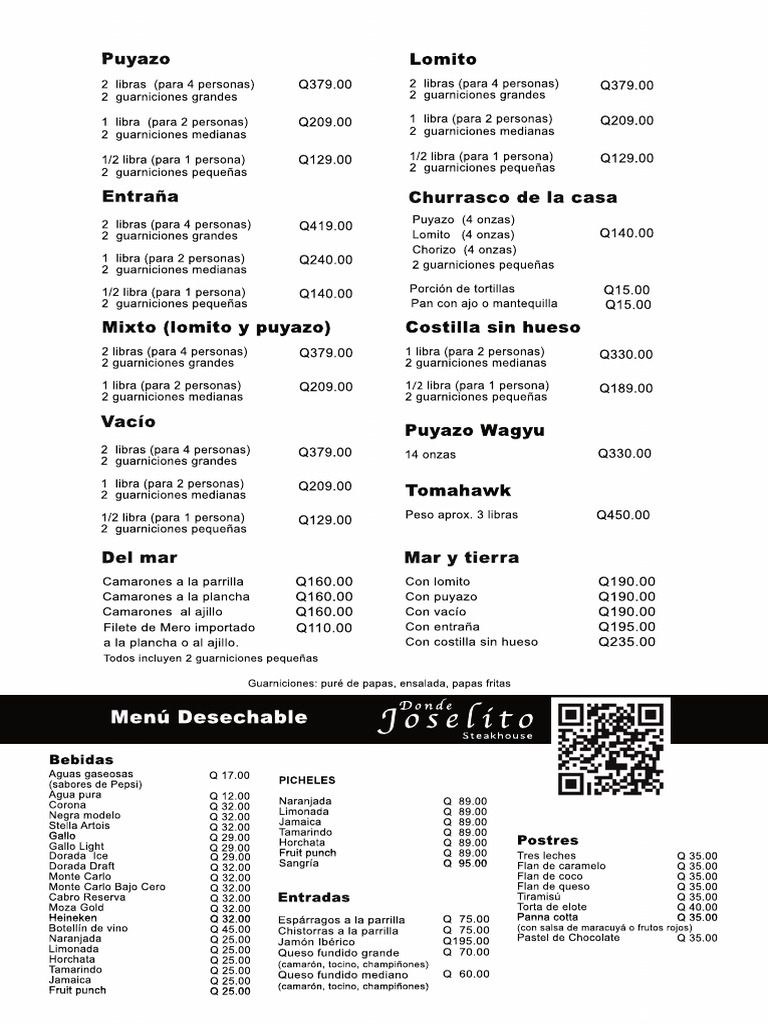 Menu Joselito | PDF