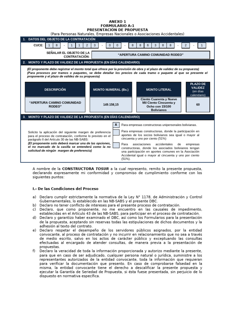 FORMULARIO A | PDF