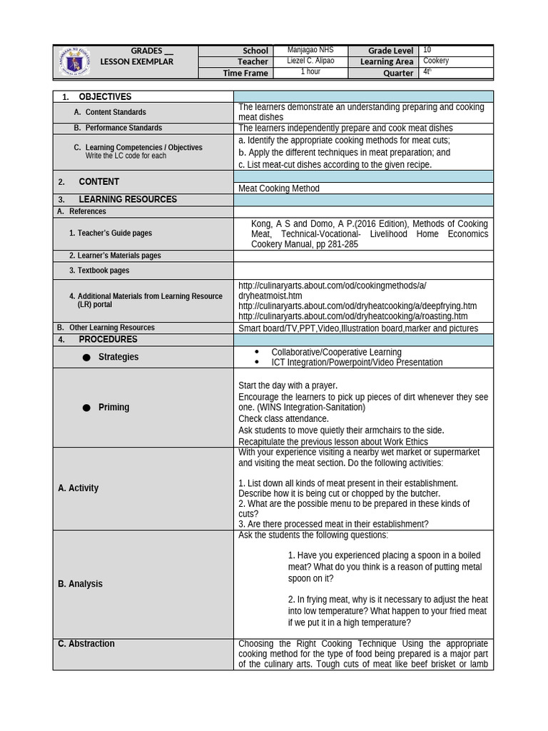 COOKERY Lesson 3 | PDF | Grilling | Cooking