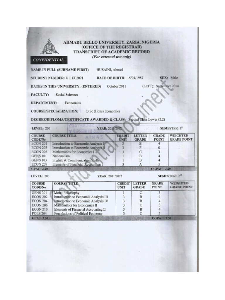 Ahmed Transcript | PDF