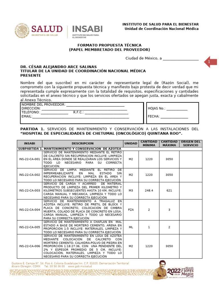 Formato Propuesta T Cnica | PDF | Cemento | Mortero (Albañilería)