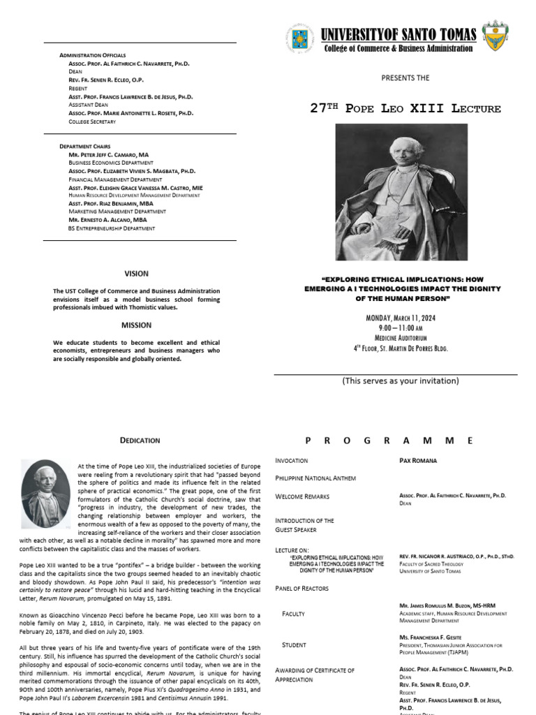 27th Pope Leo Xiii Programme | PDF | Religion And Politics | Catholic ...