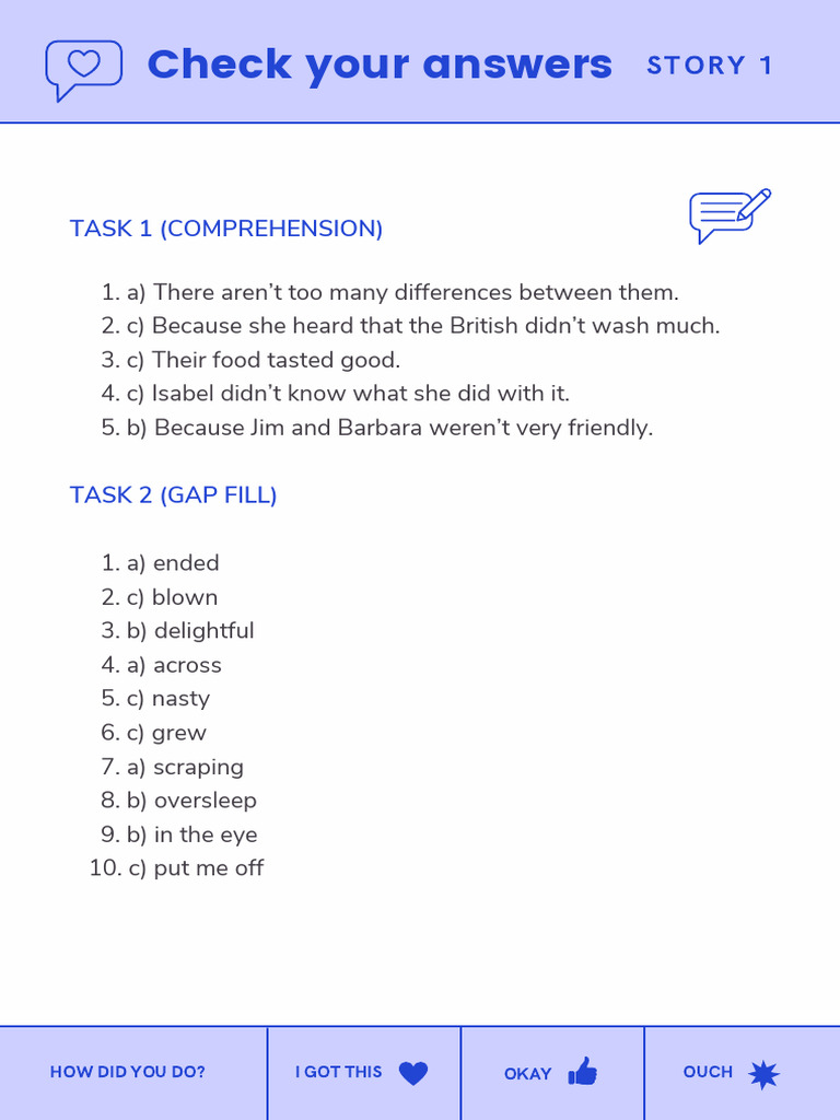 2.Story 1 - Check Your Answers | PDF