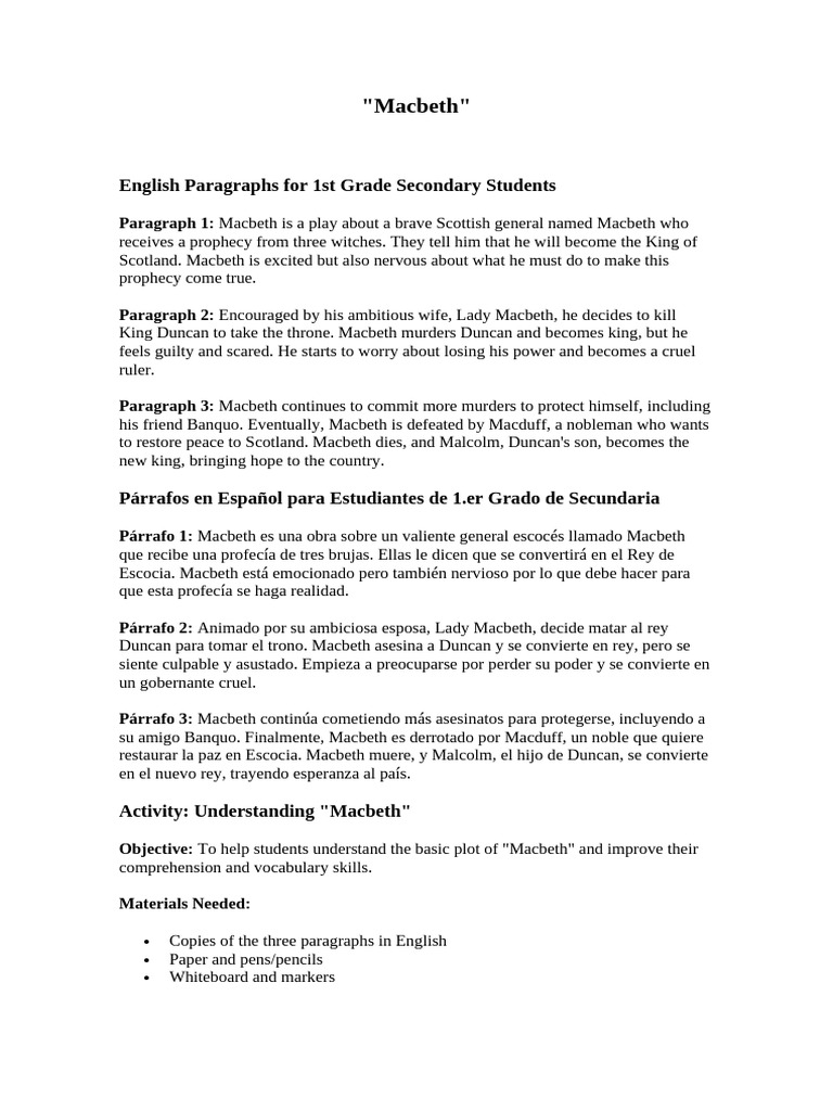 Macbeth | PDF | Macbeth | Reading Comprehension