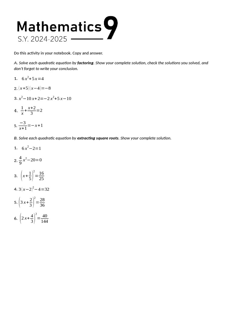 Solve Quadratic Equations: Factoring & Roots | PDF