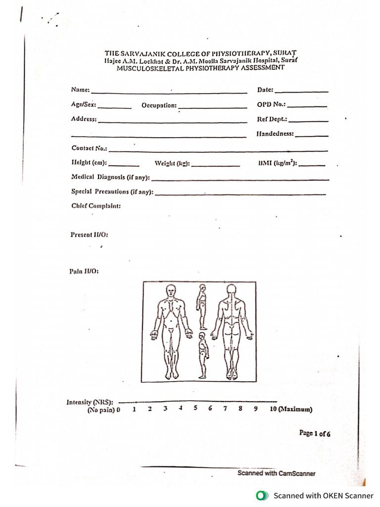 Musculoskeletal Assessment Form | PDF