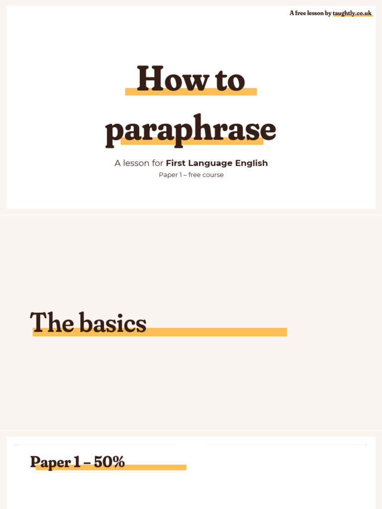 Paraphrasing Techniques for English Exams | PDF | Verb | Syntax